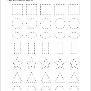 Alphabet, Numbers & Shapes Tracing Worksheets – Printable PDF - Etsy