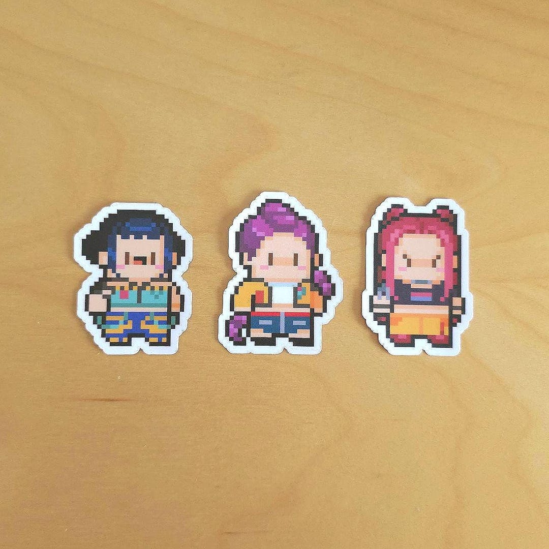 Kpop Demon Hunters Pixel Art Stickers Huntrix Zoey Rumi Mira Etsy