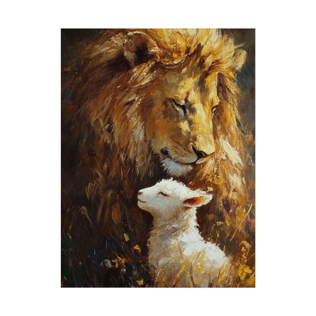 The Lion and the Lamb Art Print | Jesus Christ Duality Painting ...