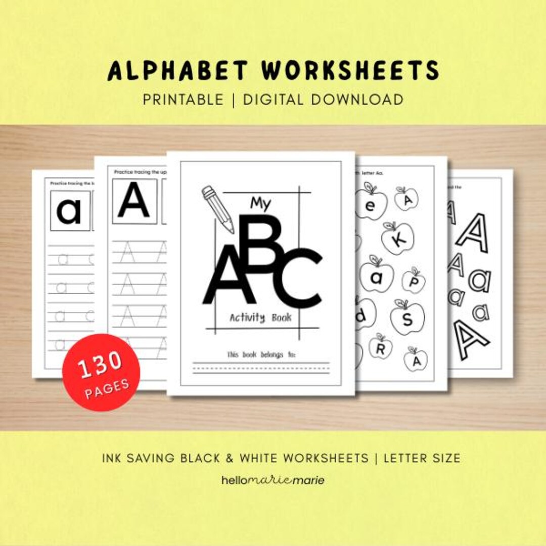Alphabet Activity Worksheets: Preschool Learning, Letter Tracing (PDF ...