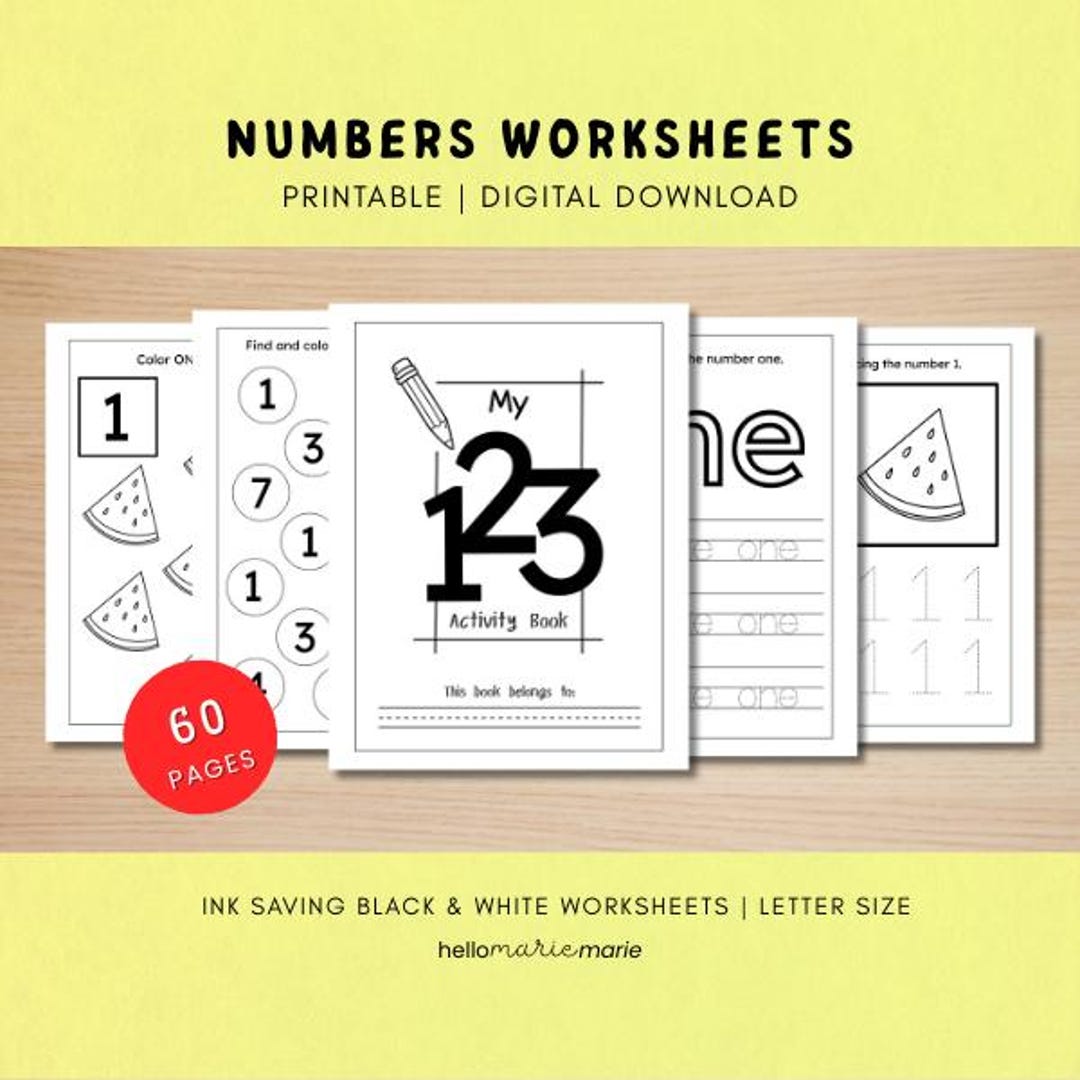 Number Activity Worksheets: Preschool Learning, Tracing, Counting (PDF ...