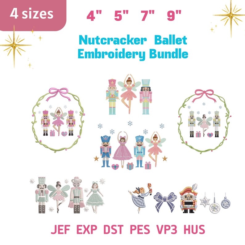 Nutcracker Ballet Embroidery Design Bundle, Nutcracker and Bow ...