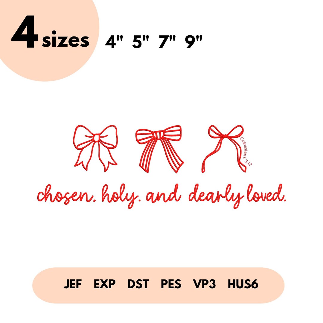 Minimalist Christian Bow Embroidery Design, Coquette Christian ...