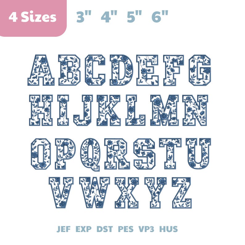Floral Alphabet Embroidery Designs, Floral Letters Embroidery File ...