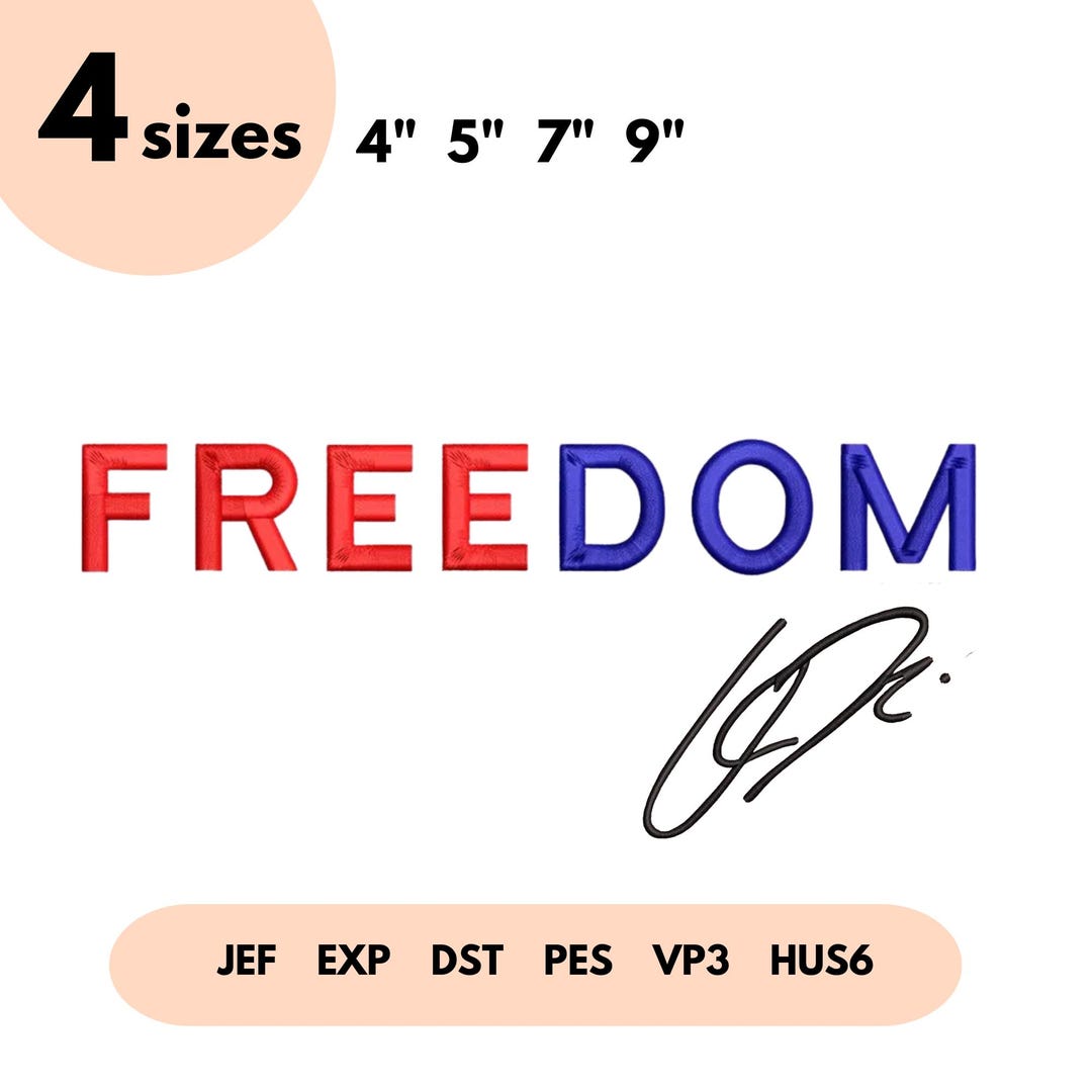 Freedom Embroidery Design, Freedom Hero Text Embroidery File, Patriotic ...