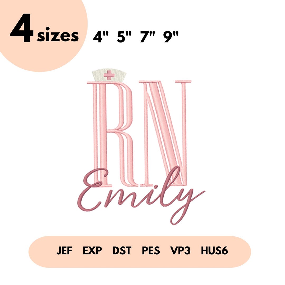 Custom Registered Nurse Embroidery Design, Personalized RN Embroidery ...