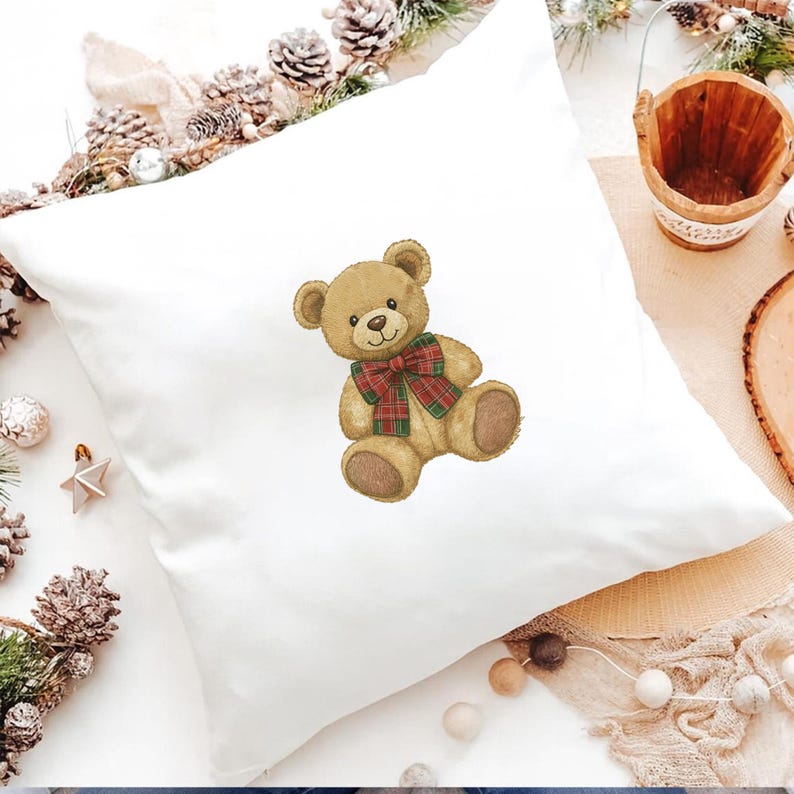Christmas Bear Embroidery Design, Teddy Bear Embroidery File, Christmas ...