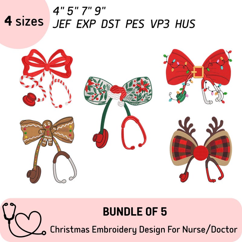 Christmas Stethoscope Nurse Embroidery - Etsy