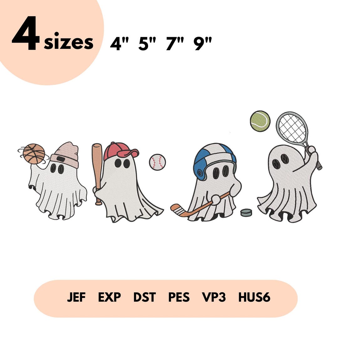 Halloween Sport Ghost Embroidery Designs, Halloween Baseball Embroidery ...