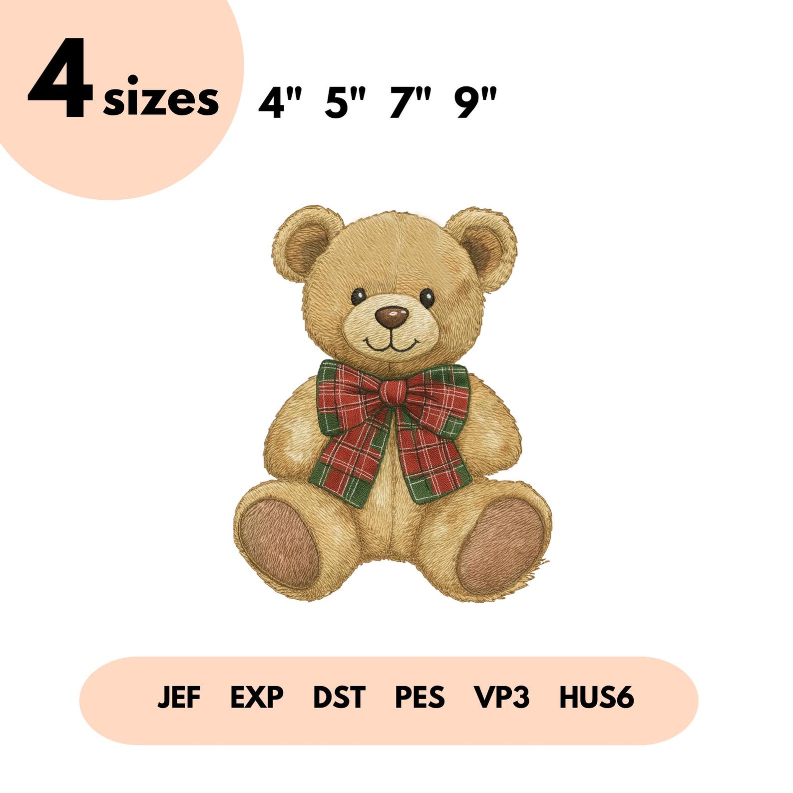 Christmas Bear Embroidery Design, Teddy Bear Embroidery File, Christmas ...