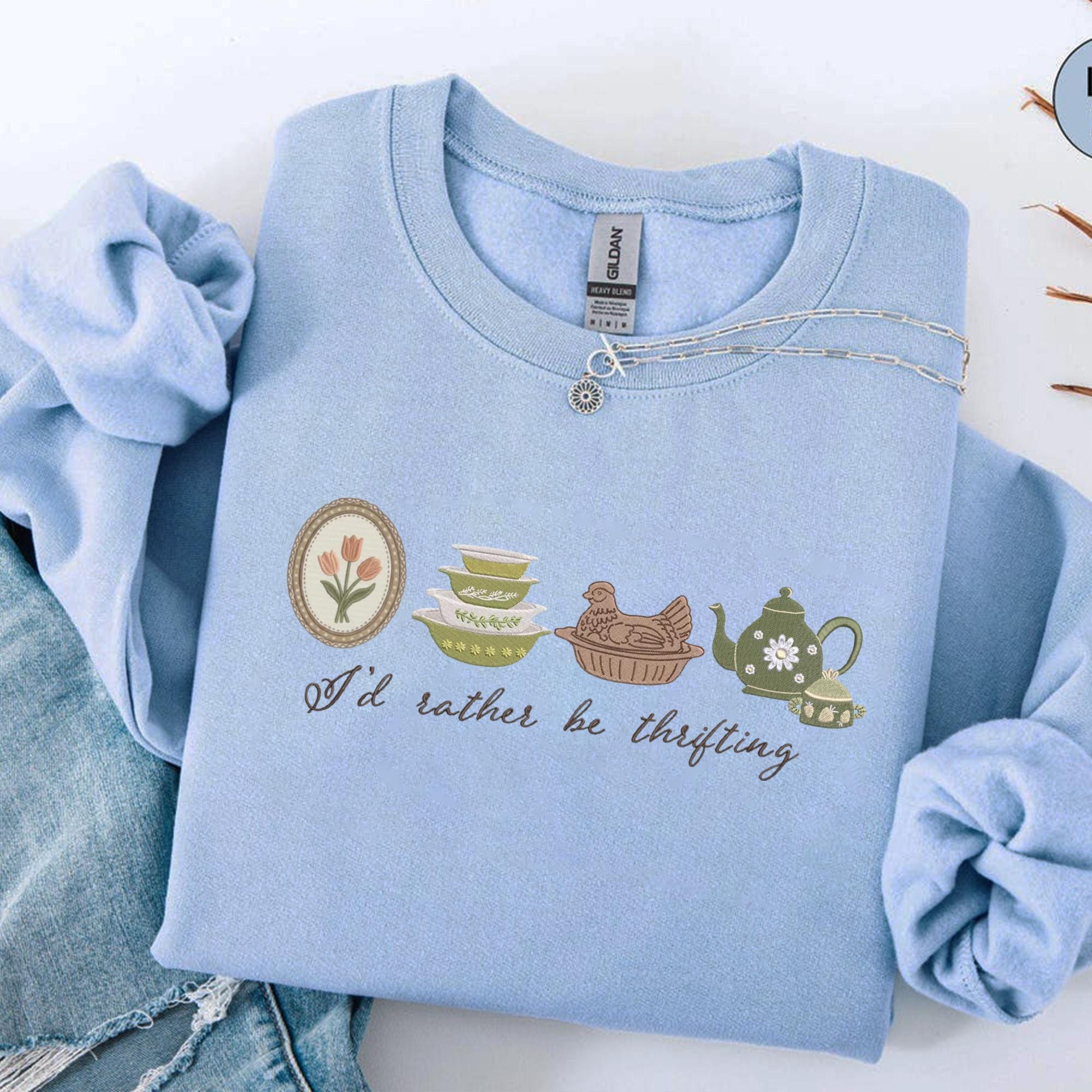 Vintage Thrifting Embroidery Design, I'd Rather Be Thrifting Embroidery ...