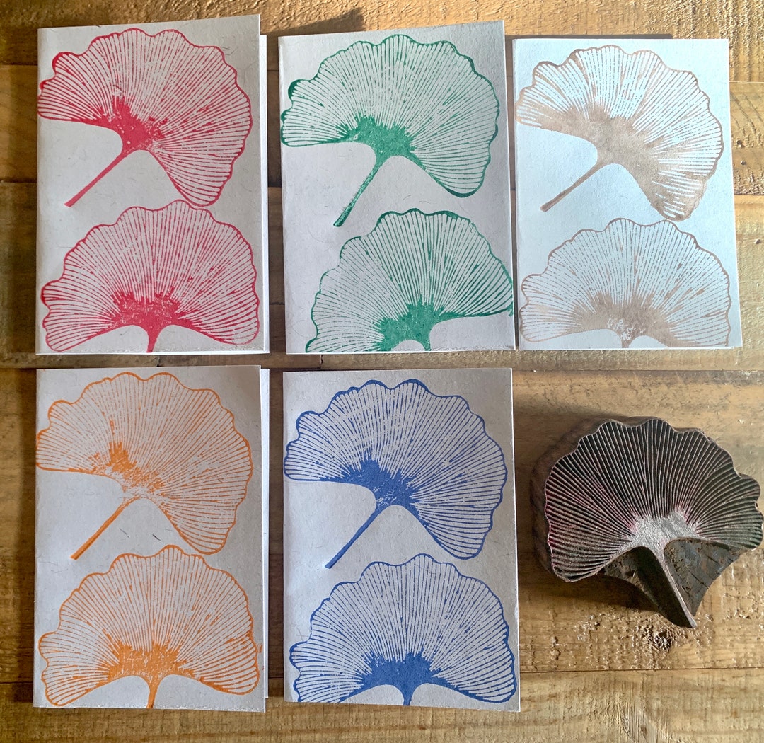 Gingko Block Print Cards, Handmade Khadi Paper, Block Printed Cards - Etsy
