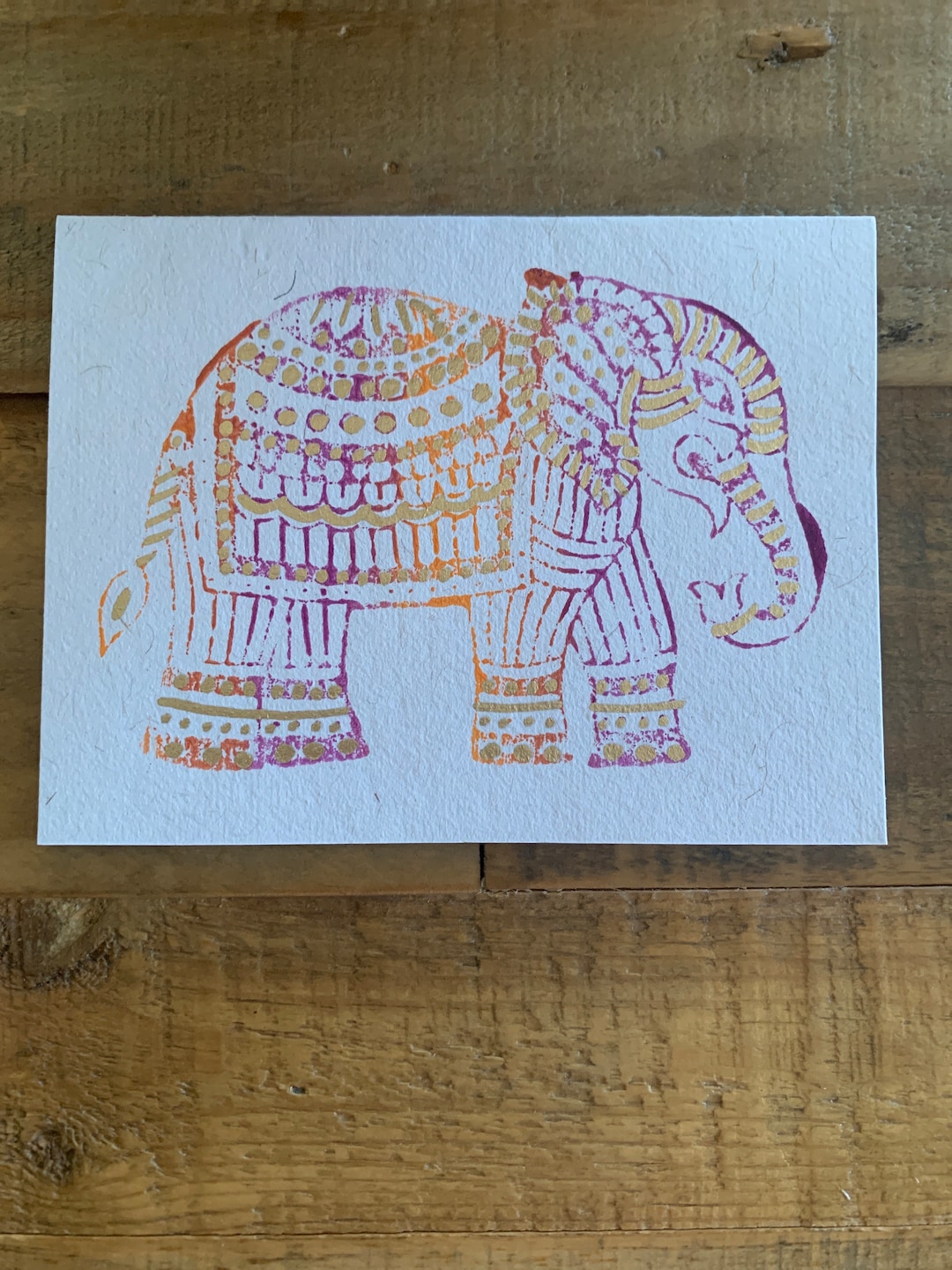 Diwali Block Print Cards Handmade Cotton Rag Paper Elephant - Etsy