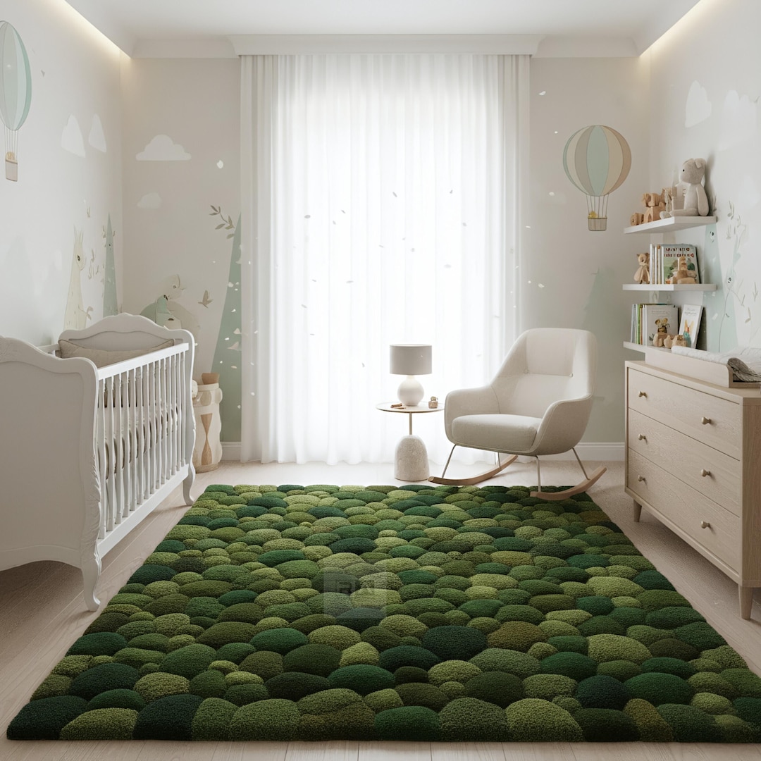 Hand-tufted Moss Rug: Moss Ball Green Forest, 8x10 - Etsy