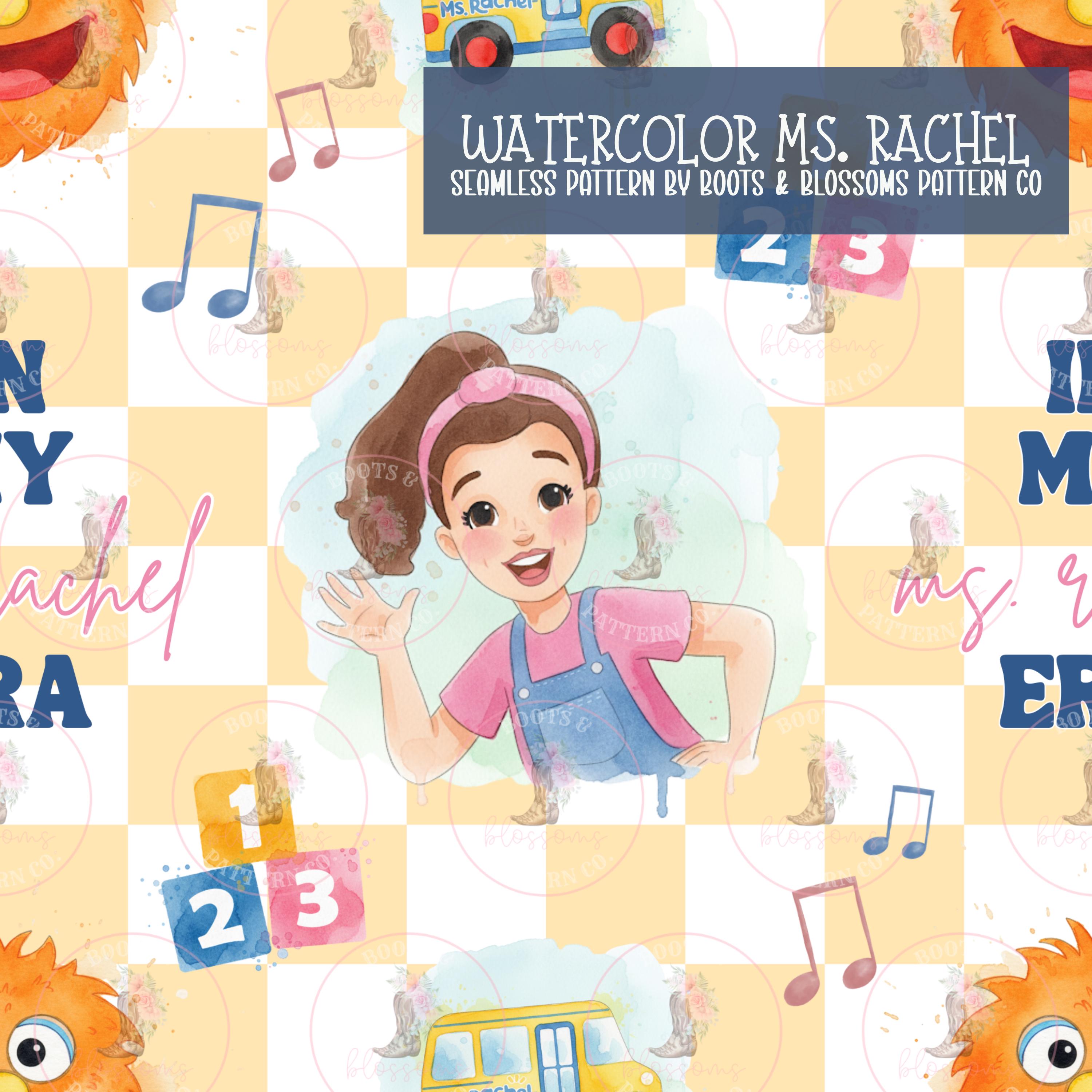 Ms. Rachel Watercolor Patchwork Seamless Pattern - Ms. Rachel Inspired ...