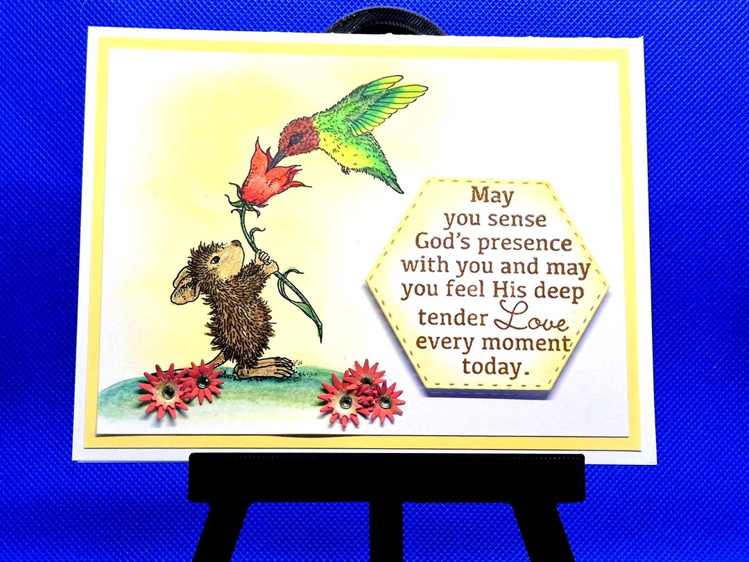 Handmade Sympathy Card - Mouse and Hummingbird, Christian Encouragement ...
