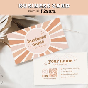 Editable Retro Sun Business Card Template QR Code, Colorful Instant ...