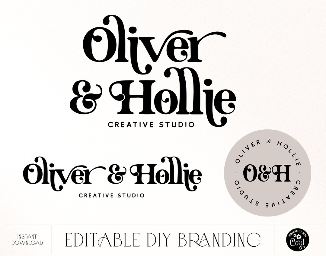 Editable DIY Boho Text Logo Design Instant Download, Premade Modern ...