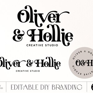 Editable DIY Boho Text Logo Design Instant Download, Premade Modern ...