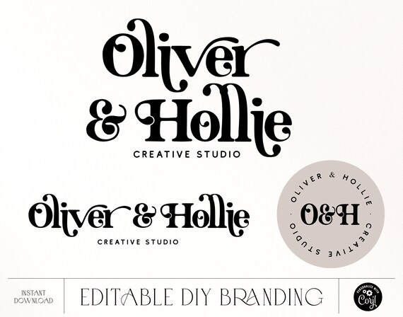 Editable DIY Boho Text Logo Design Instant Download Premade - Etsy