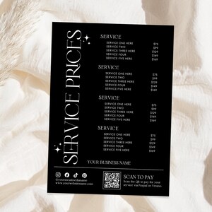 Modern Price List Canva Template, Printable Pricing Sign, Instant ...