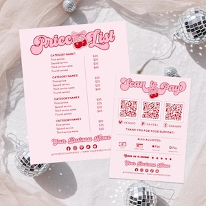 Coquette Cherry Price List & Scan to Pay Sign Canva Template, QR Code ...