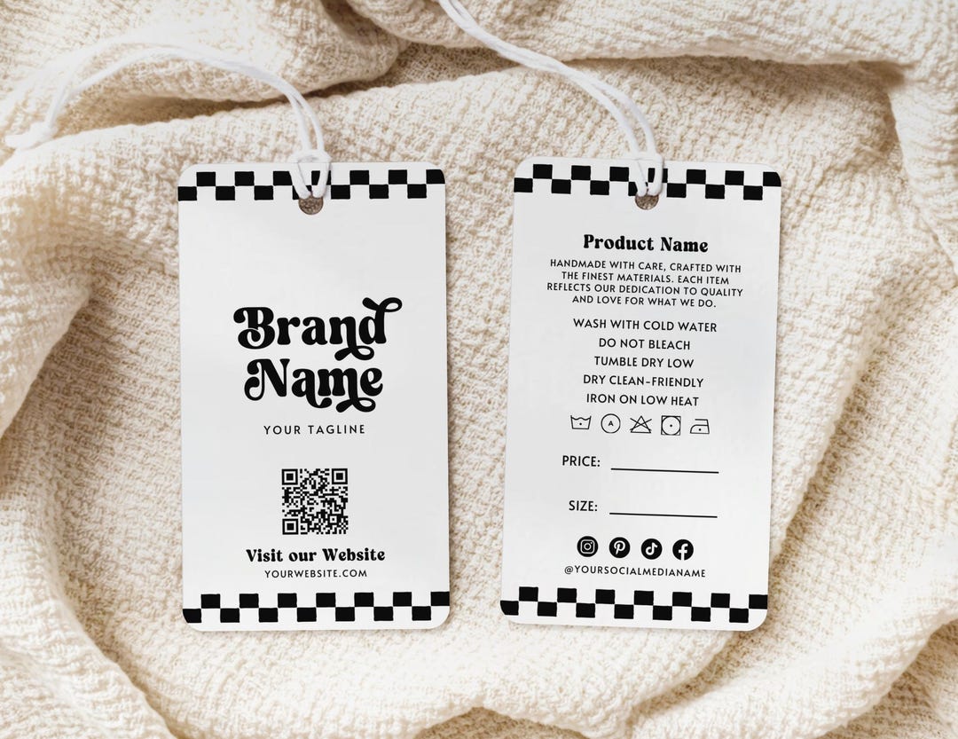 Editable Retro Hang Tag Canva Template, Printable Boutique Garment Care ...