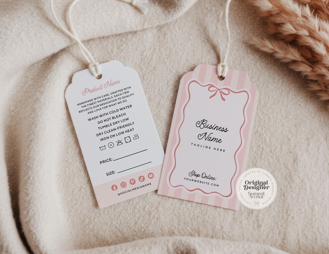 Editable Coquette Bow Hang Tag Canva Template, Printable Boutique ...