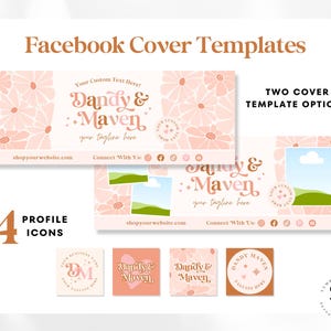 Editable Retro Facebook Kit, Rainbow Facebook Page Banners, DIY Pink ...