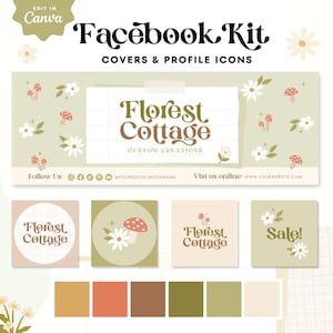 Editable Facebook Kit, Cottagecore Flowers Facebook Page Banners ...