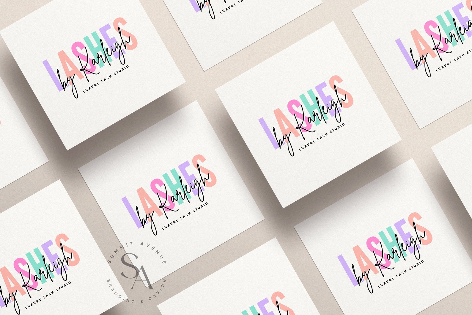Editable Colorful Lash Logo Design Instant Download, DIY Retro Lash ...