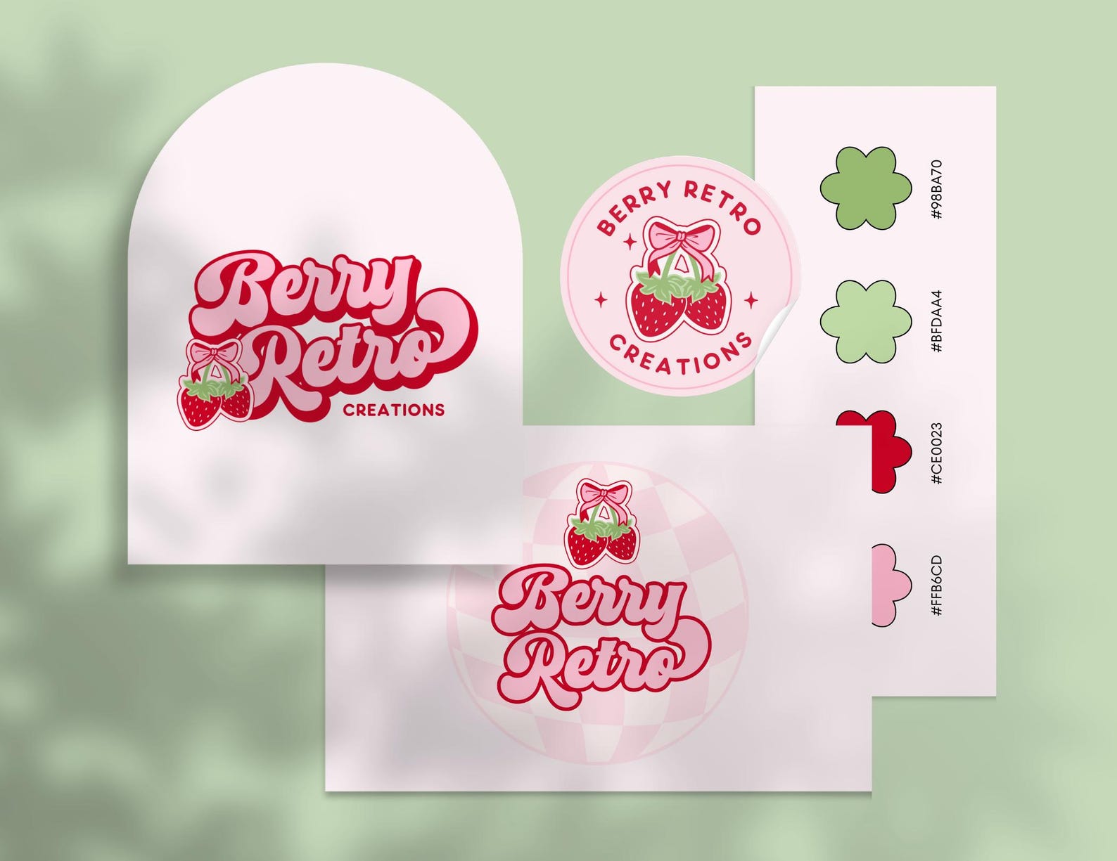 Coquette Aesthetic Logo Design Template, Strawberry Bow Retro Logo ...