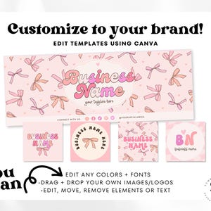 Editable Coquette Facebook Kit, Retro Bows Facebook Page Banners, DIY ...
