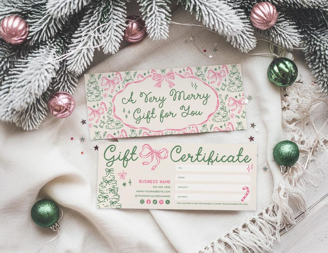 Editable Holiday Gift Certificate Template, Merry Coquette Christmas ...