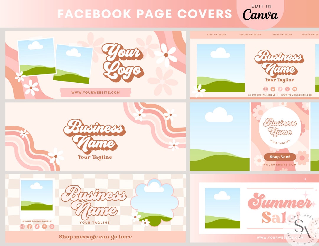 Editable Facebook Covers, Boho Rainbow Facebook Page Banners, Retro ...