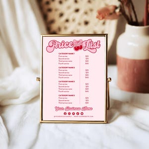Coquette Cherry Price List & Scan to Pay Sign Canva Template, QR Code ...