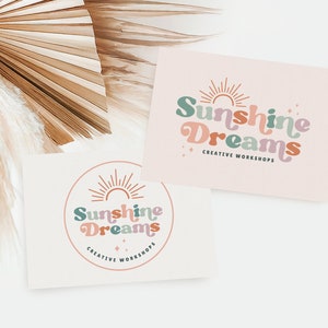 DIY Colorful Sunshine Logo Design Instant Download, Premade Retro ...