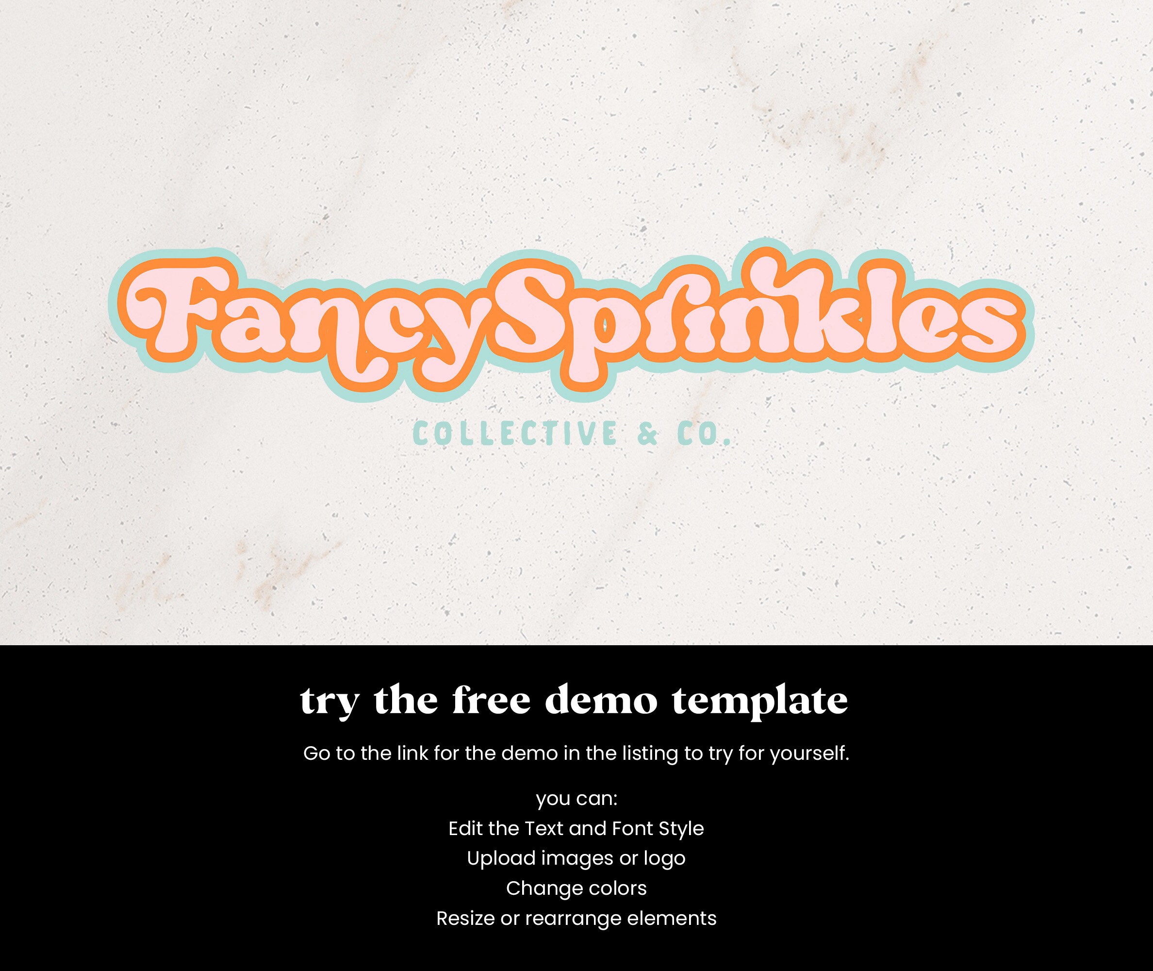 DIY Colorful Retro Script Logo Design Instant Download - Etsy