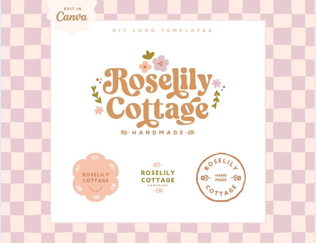 Cottagecore Logo Design, Earthy Editable Canva Logo Template, Boho Logo ...