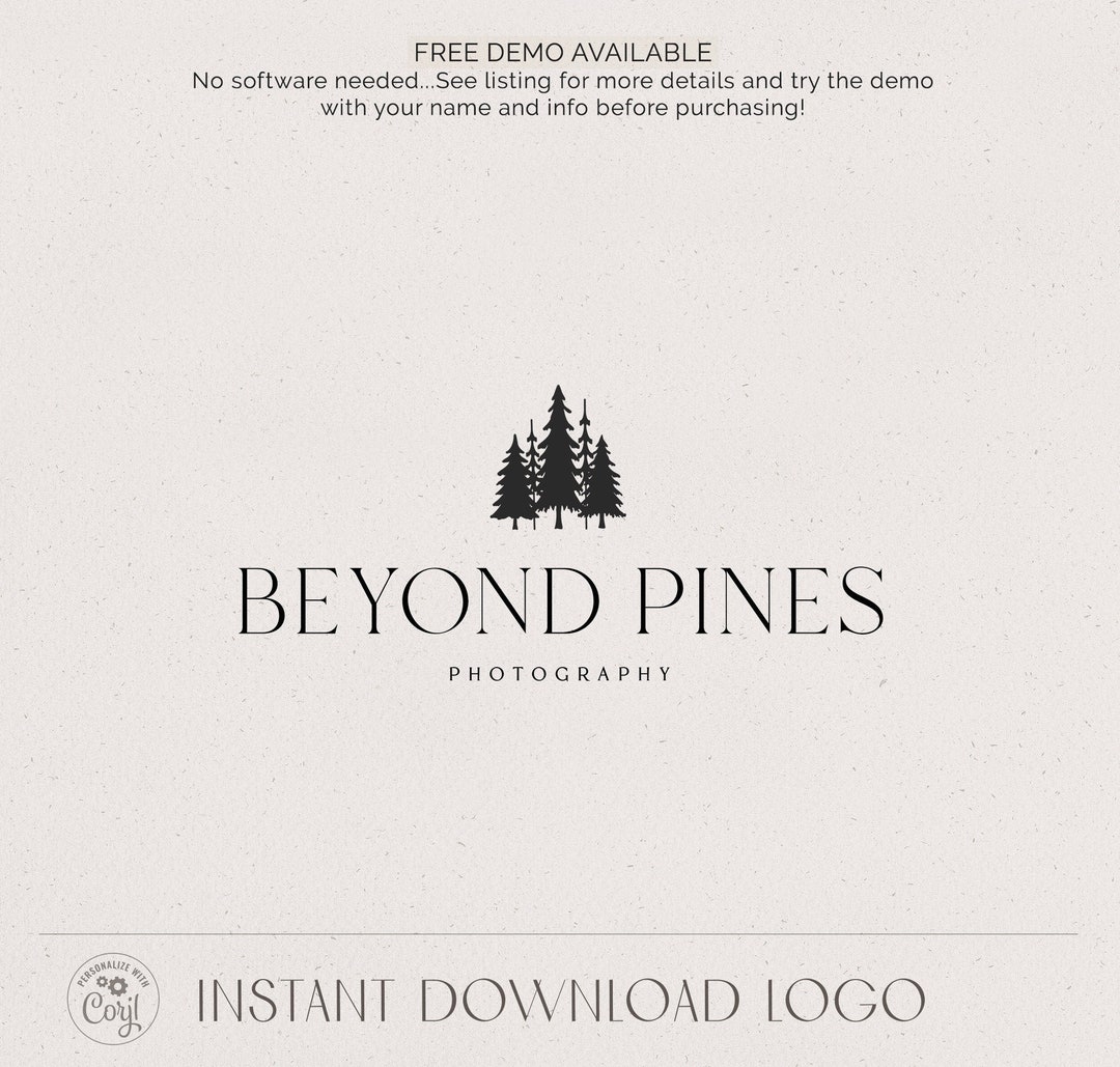 Modern Pine Logo Design Instant Download Pine Trees Logo DIY - Etsy