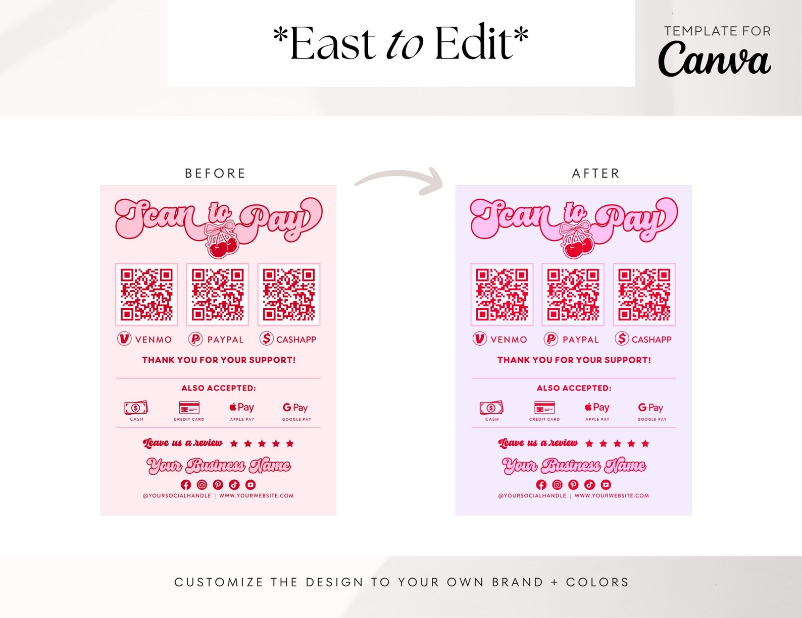 Coquette Cherry Price List & Scan to Pay Sign Canva Template, QR Code ...