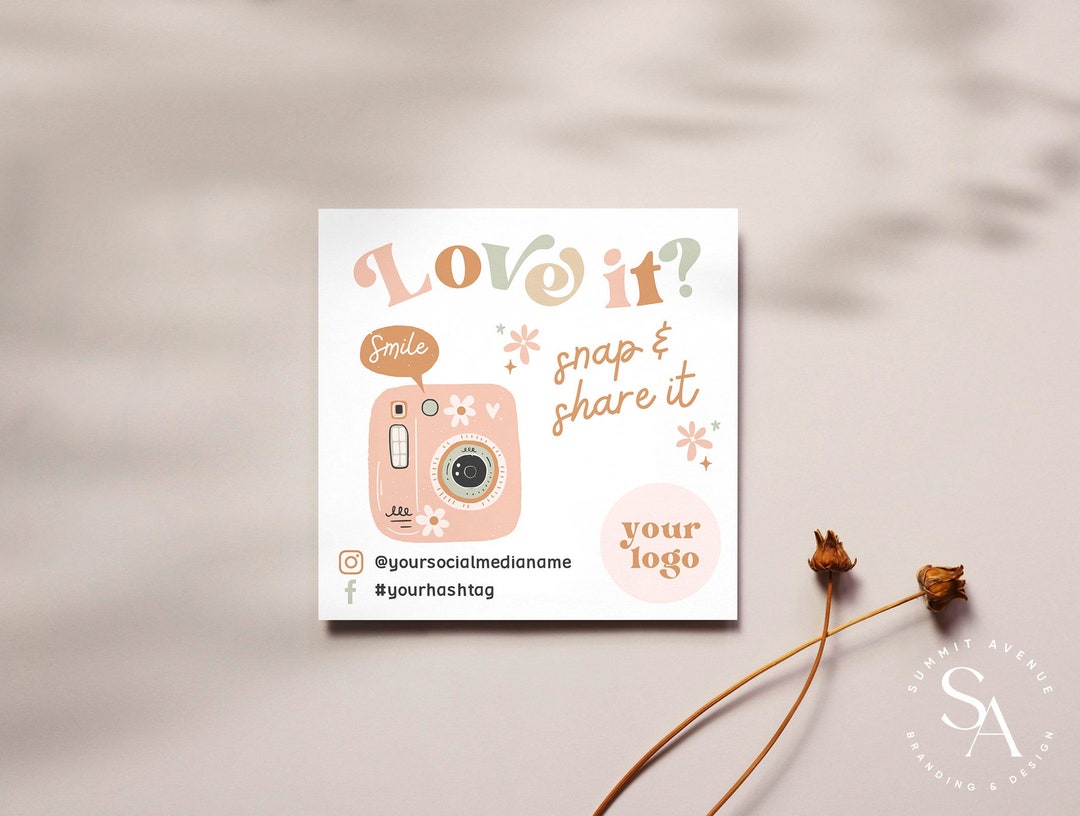 Colorful Boho Snap and Share Card Template, Retro Social Media Card ...