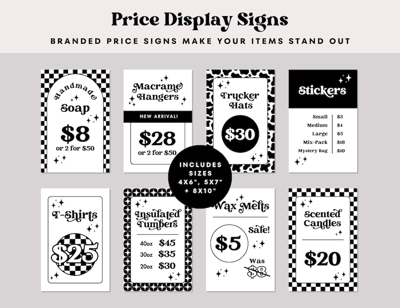 Retro DIY Printable Price Signs Canva Template, Editable Pop-up Shop ...