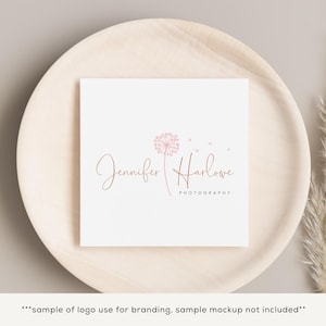 DIY Elegant Script Dandelion Logo Design Instant Download, Premade ...