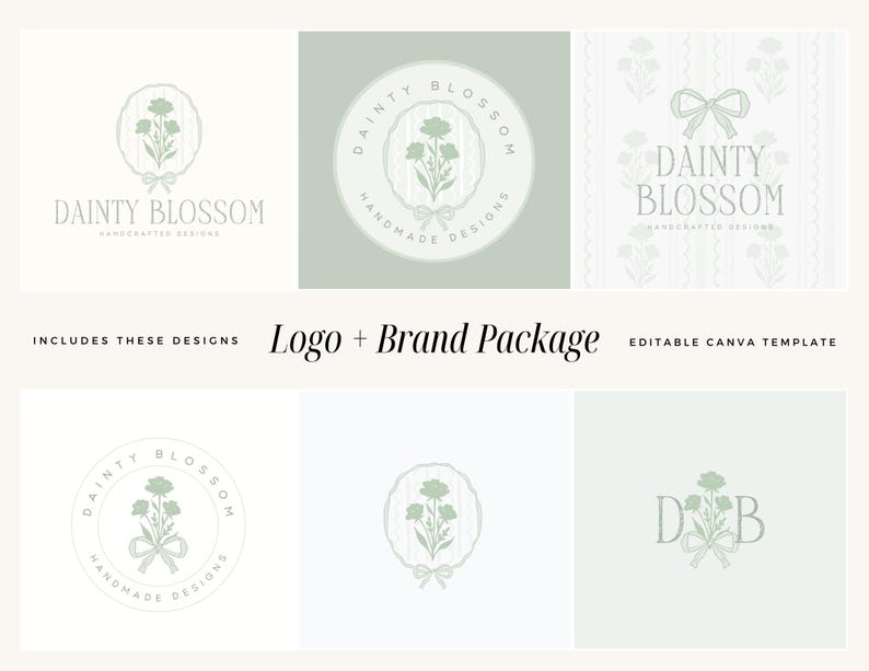 Vintage Coquette Logo Design, Editable Canva Logo Template, Romantic ...
