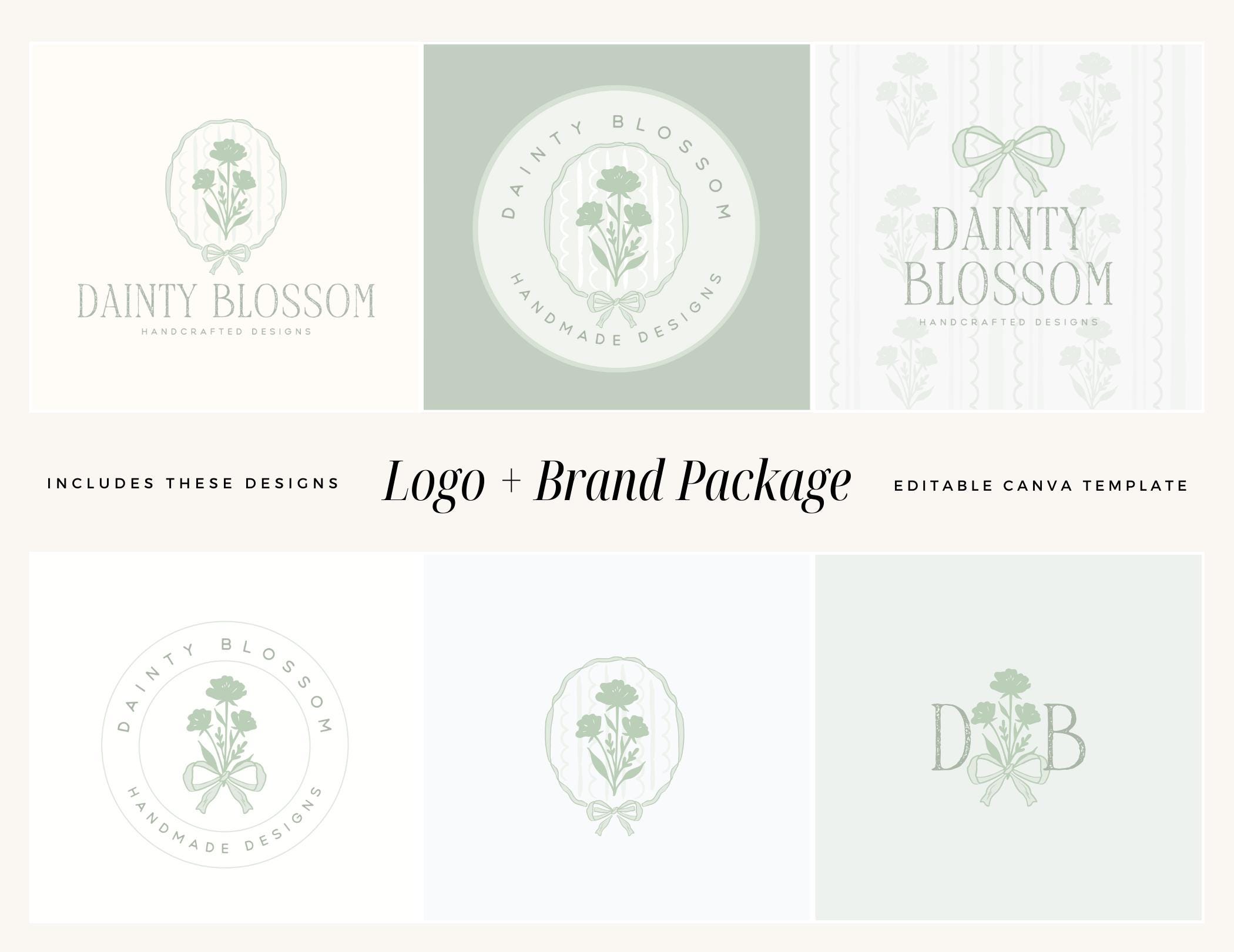 Vintage Coquette Logo Design, Editable Canva Logo Template, Romantic ...