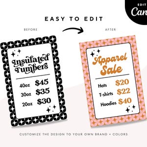 Retro DIY Printable Price Signs Canva Template, Editable Pop-up Shop ...