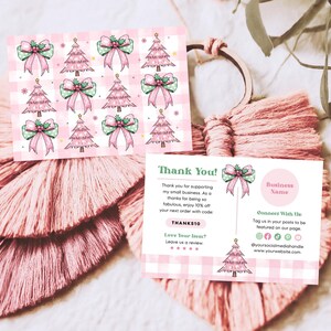 Pink Coquette Christmas Thank You Card Canva Template, Cute Vintage ...