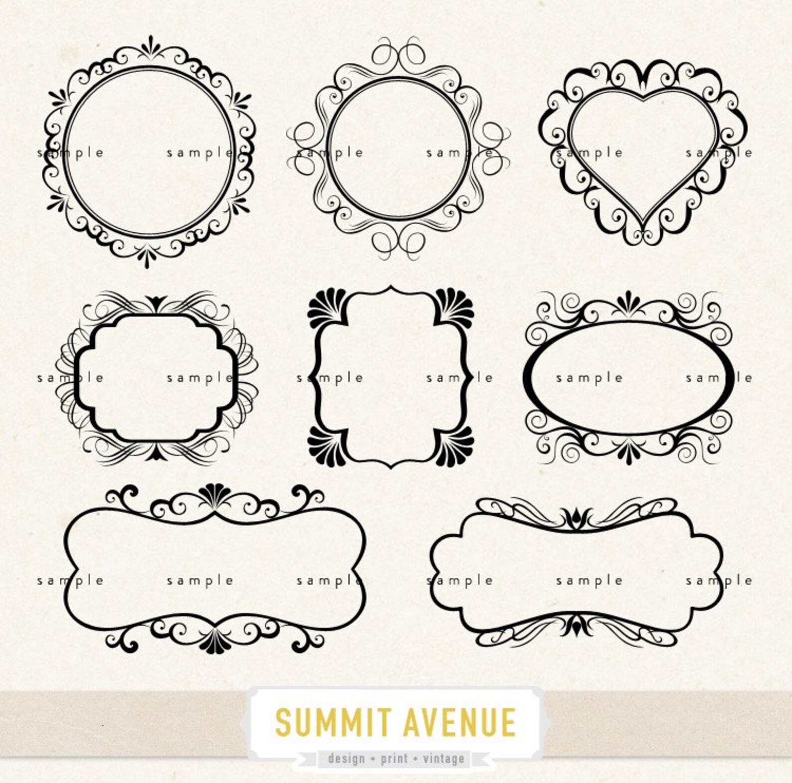 INSTANT DOWNLOAD Clip Art Digital Frames & Labels With Classic - Etsy