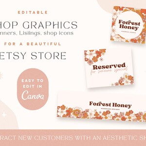 Editable Etsy Shop Kit, DIY 70s Boho Floral Etsy Shop Banner, Etsy Shop ...